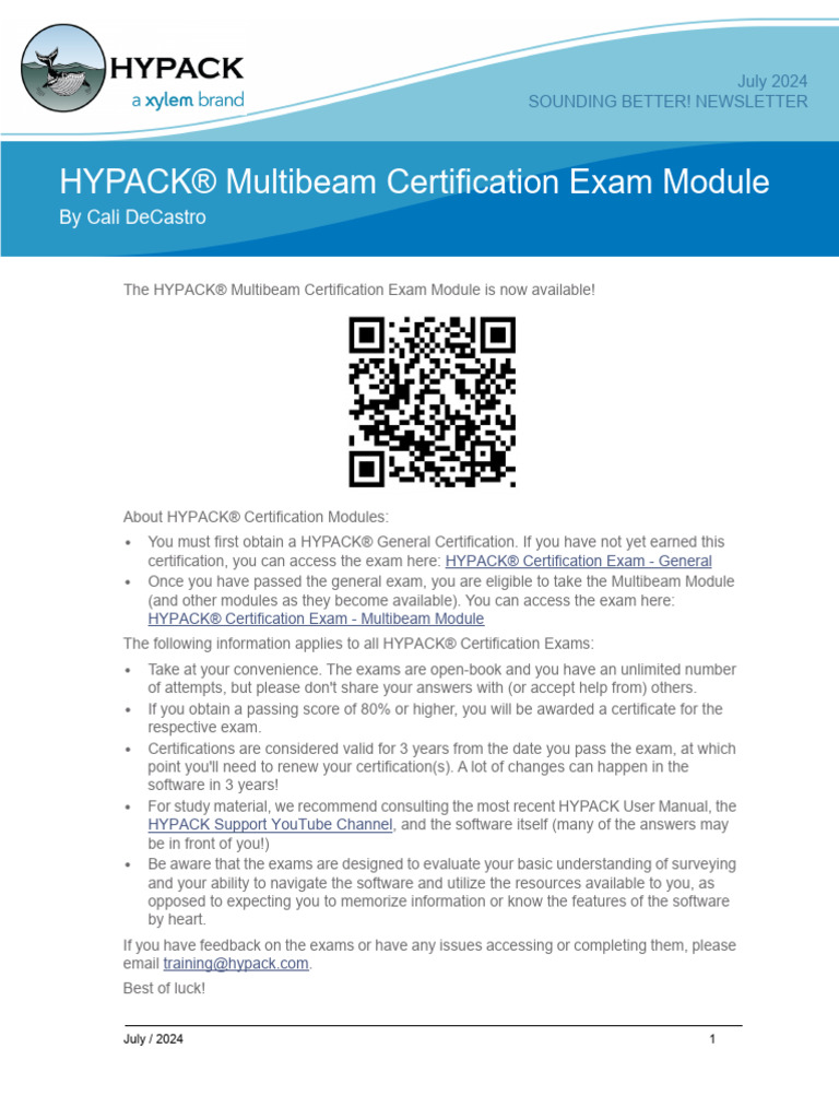 Cali Sounding Better Hypack Multibeam Certification | PDF