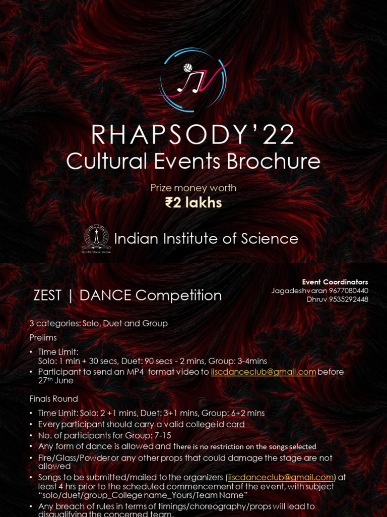Rhapsody'22 Cultural Events Overview | PDF