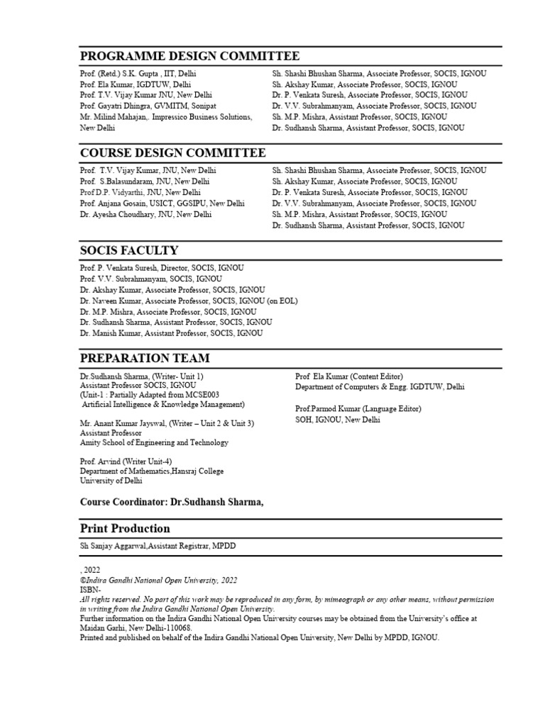 MCS-224 Artificial Intelligence and Machine Learning | PDF | Intelligence (AI) & Semantics ...