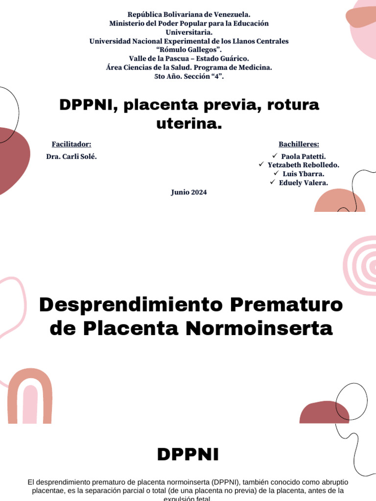 DPPNI, Placenta Previa, Rotura Uterina | PDF | Parto | El embarazo