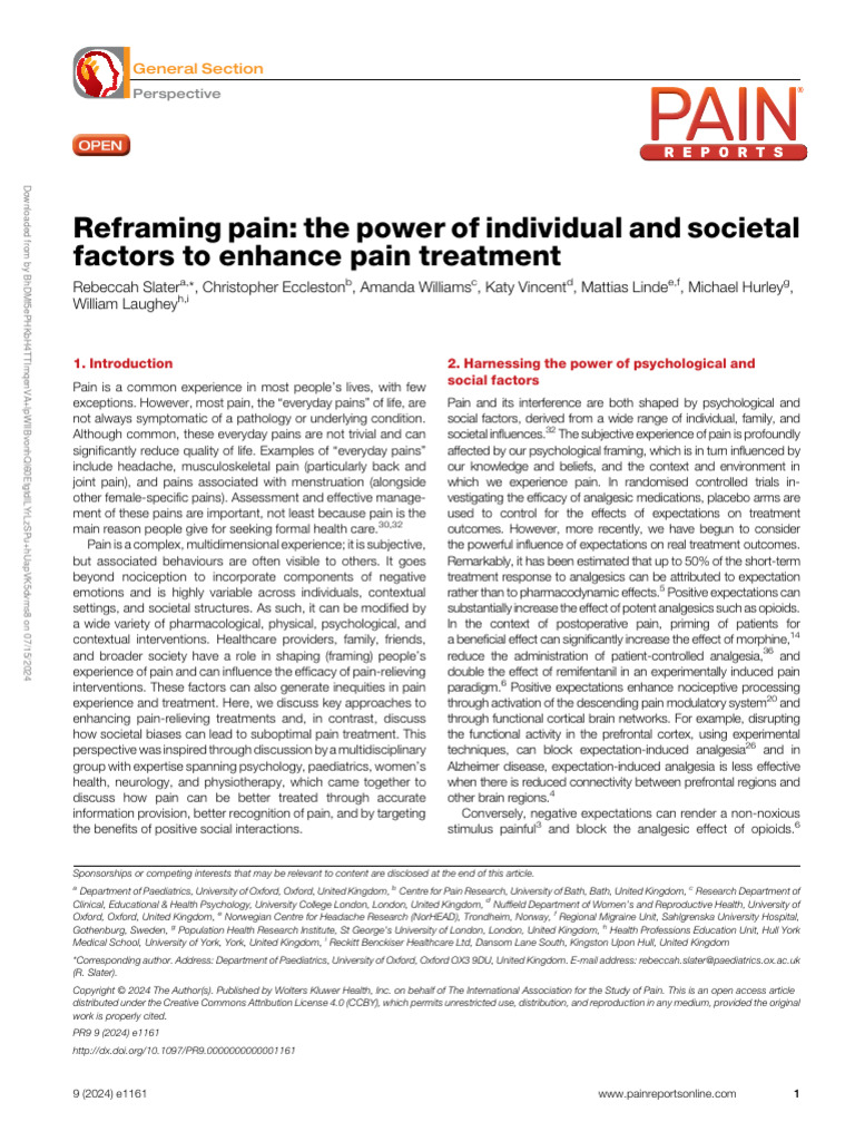 Reframing Pain The Power of Individual And.12 | PDF | Pain Management | Pain