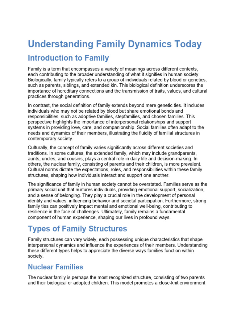 Understanding Family Dynamics Today | PDF | Family | Cost Of Living