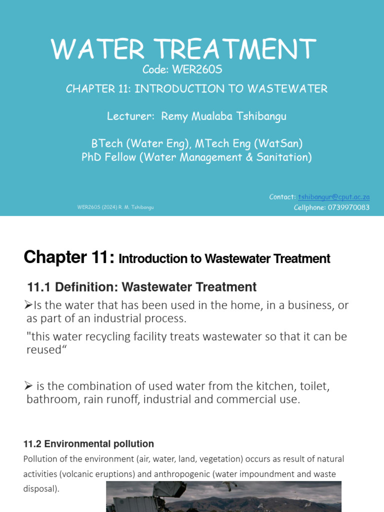 PPP, Chap 11, Introduction To Wastewater Treatment | PDF | Water Pollution | Eutrophication