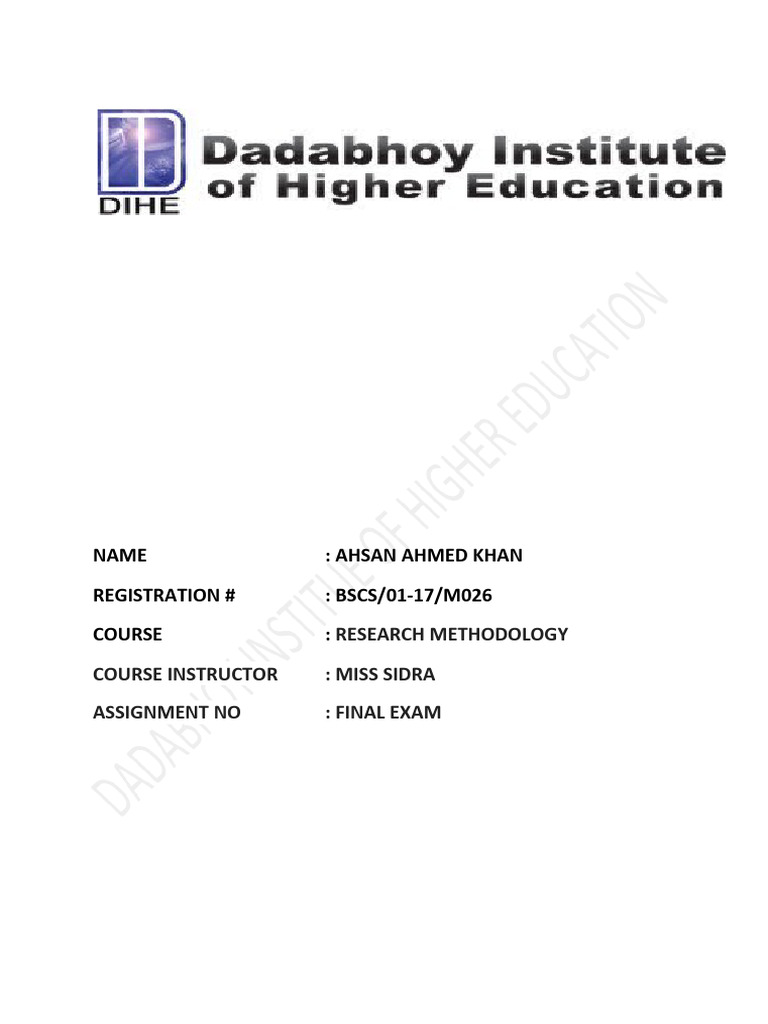 RM Final Exam Paper | PDF | Methodology | Sampling (Statistics)