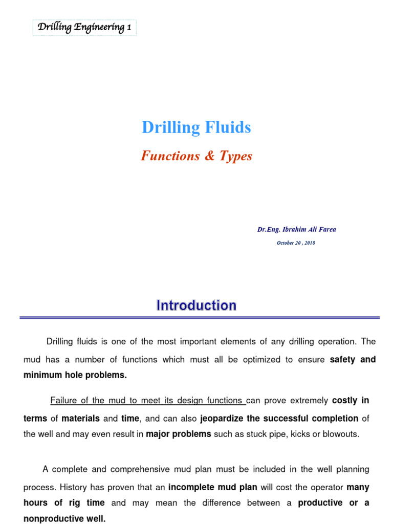 Drilling Fluid Function & Types N 6 | PDF | Casing (Borehole) | Oil Well
