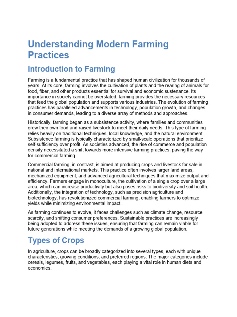 Understanding Modern Farming Practices | PDF | Agriculture ...