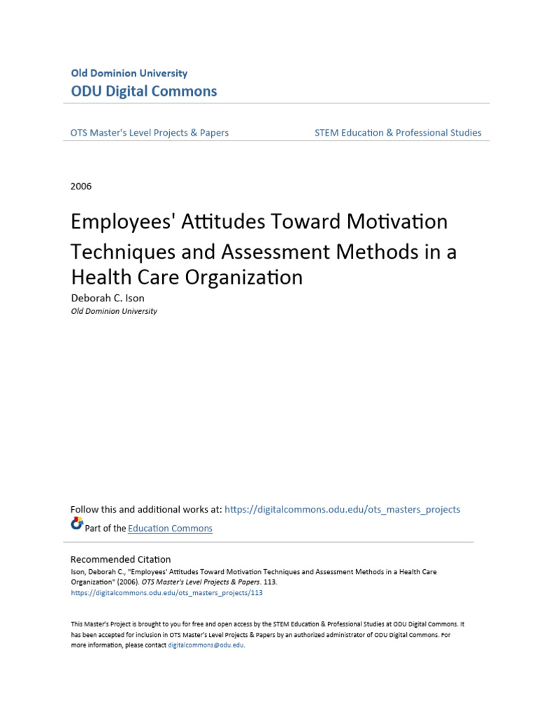 Employee Motivation in Healthcare Organizations | PDF | Performance ...