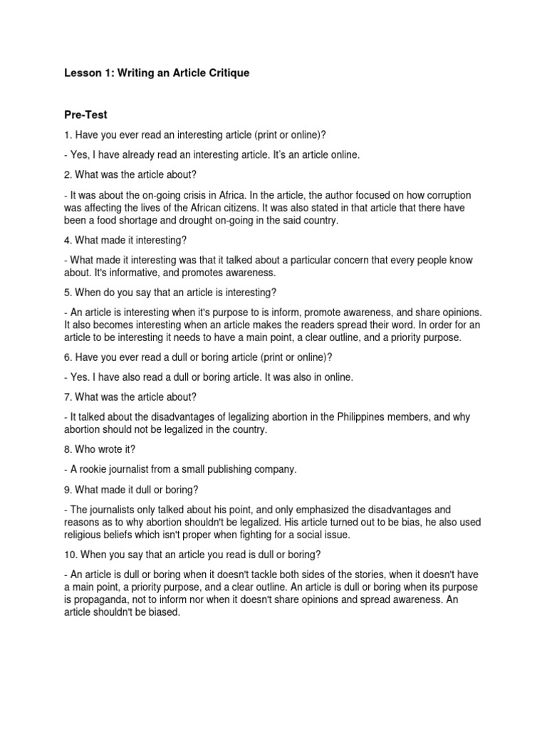 Lesson 1 RW | PDF | Well Being | Evidence