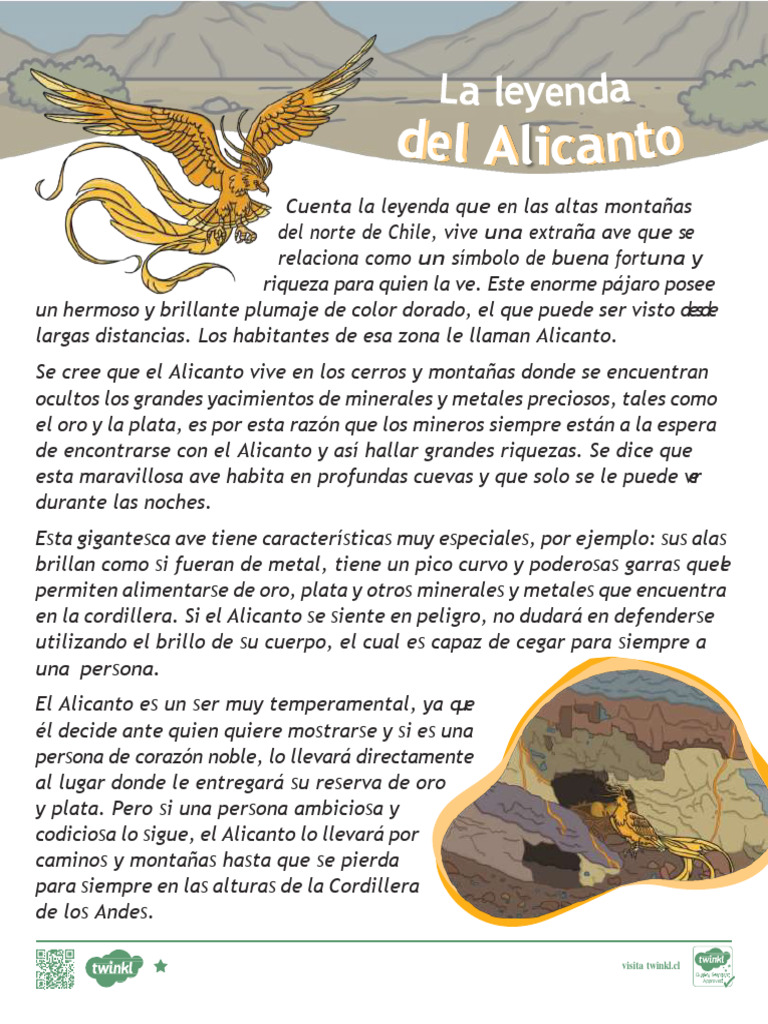 Comprension De Lectura Leyenda Del Alicanto Pdf Chile Montañas