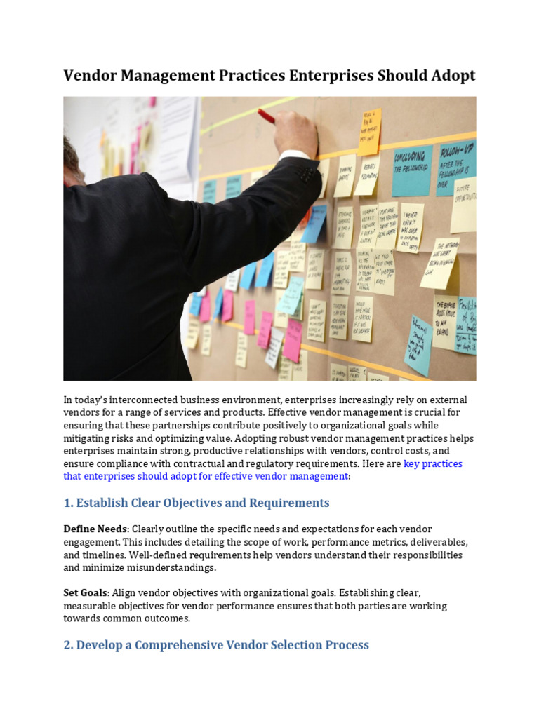Vendor Management Practices Enterprises Should Adopt | PDF ...