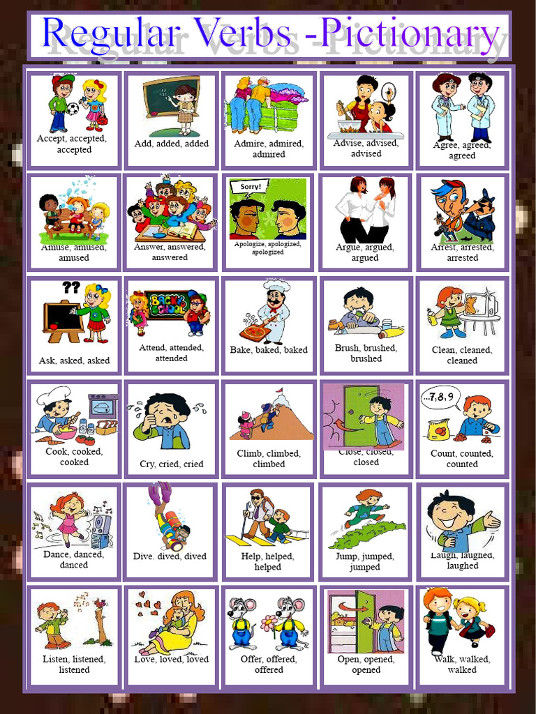 Regular Verbs Pictionary | PDF