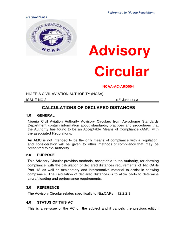 Ac 4 Calculations of Declared Distances | PDF | Runway | Takeoff