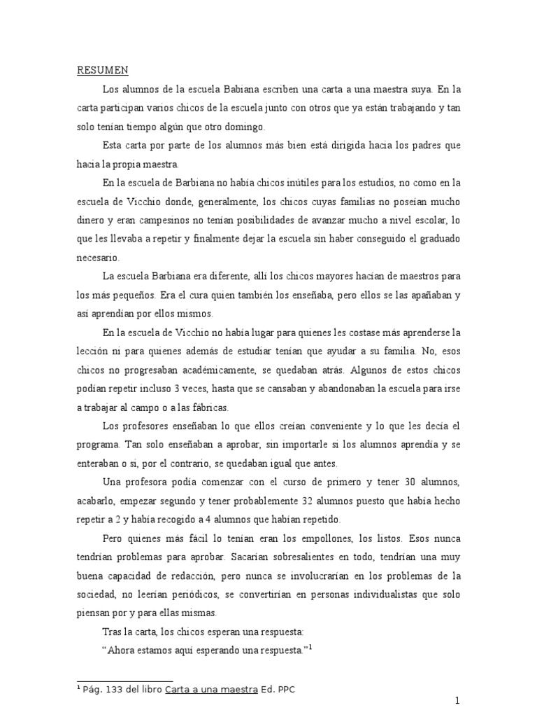 Carta A Una Maestra | PDF | Memoria | Aprendizaje