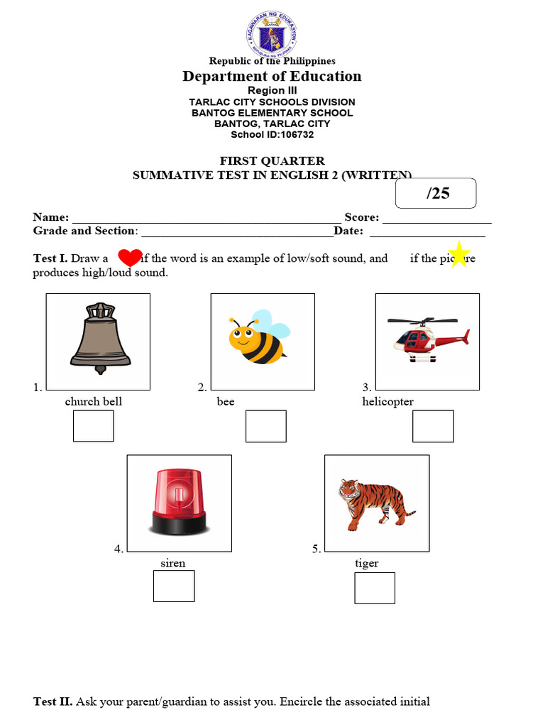 Grade 2 Q1 Summative Test | PDF