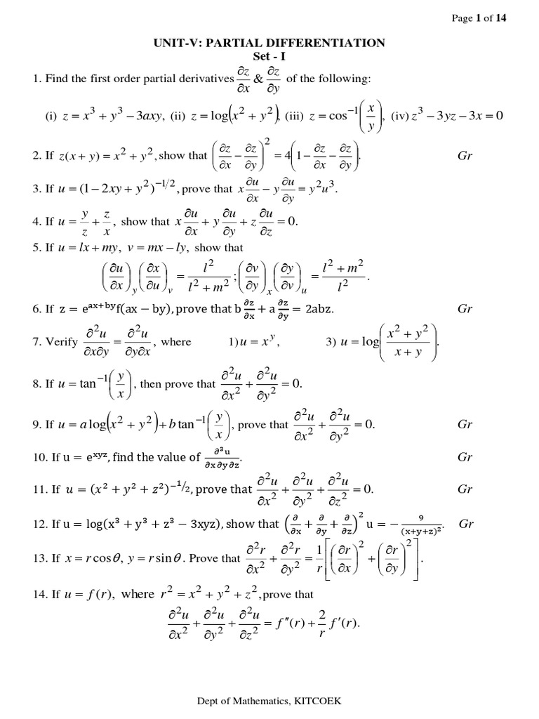 Partial Differentiation- QB | PDF | Area | Triangle