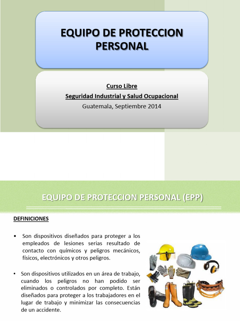 Guía de Uso y Tipos de EPP en Trabajo | PDF | Guante | Soldadura