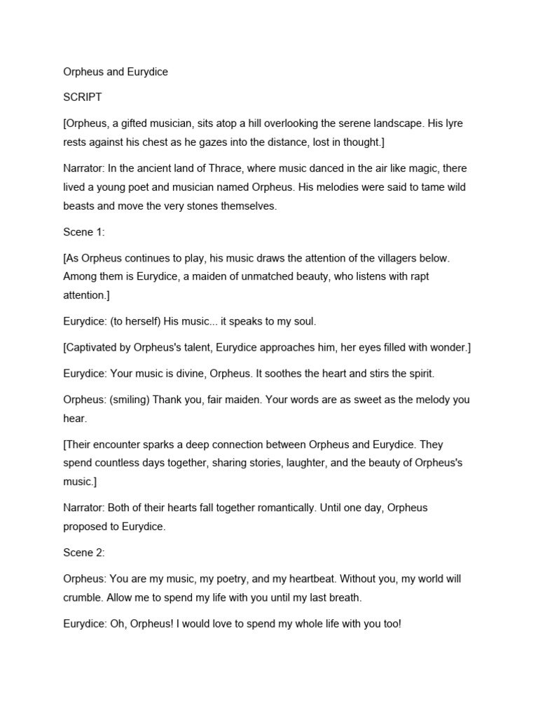 Orpheus And Eurydice Pdf Orpheus Hades
