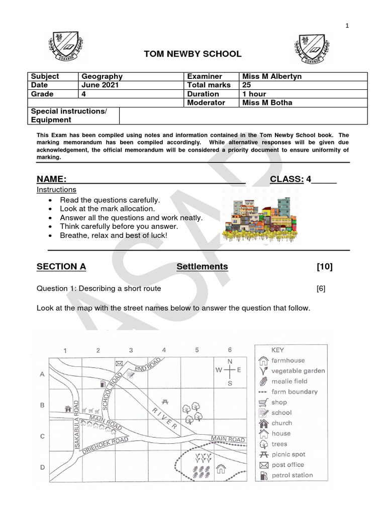 Grade 4 Geography Exam June 2021 | PDF