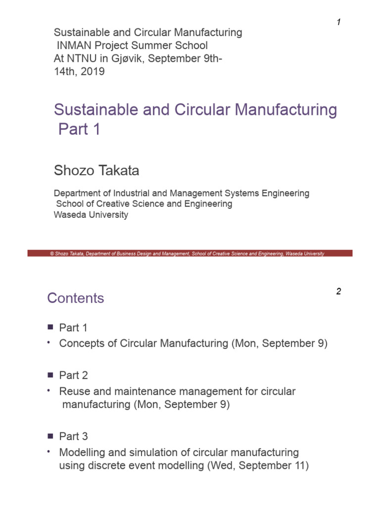 Sustainable and Circular Manufacturing Part 1_ Takata | PDF | Recycling ...