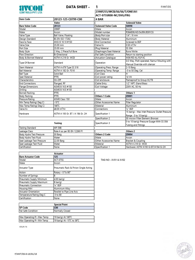SOV Datasheet | PDF | Valve | Pipe (Fluid Conveyance)