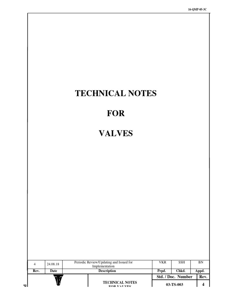 Technical notes for valves | PDF | Valve | Pipe (Fluid Conveyance)