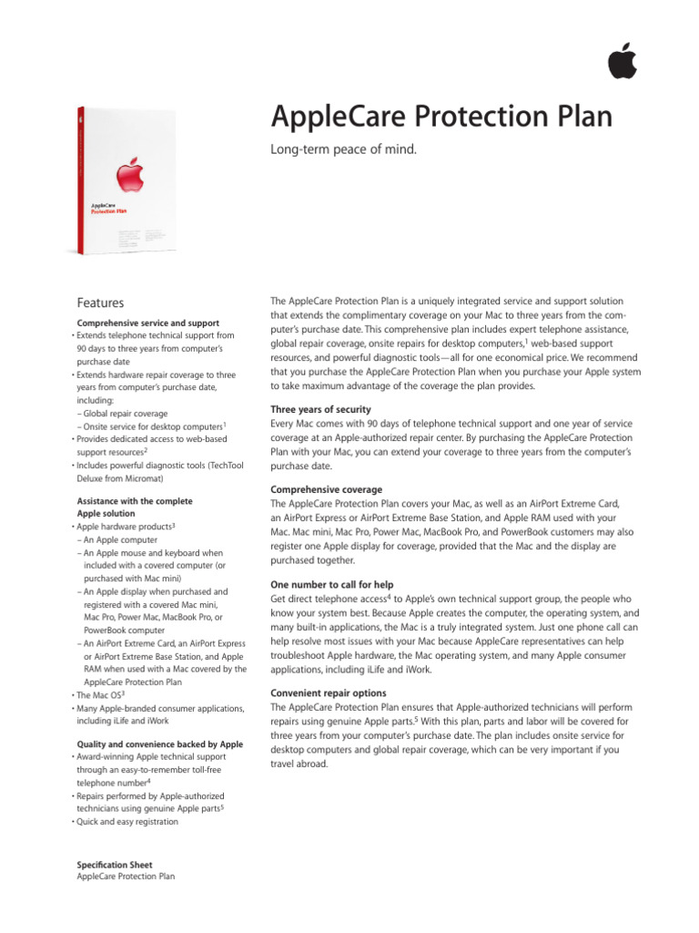 Apple Care Prot Plan Facts | PDF | Apple Inc. | Airport