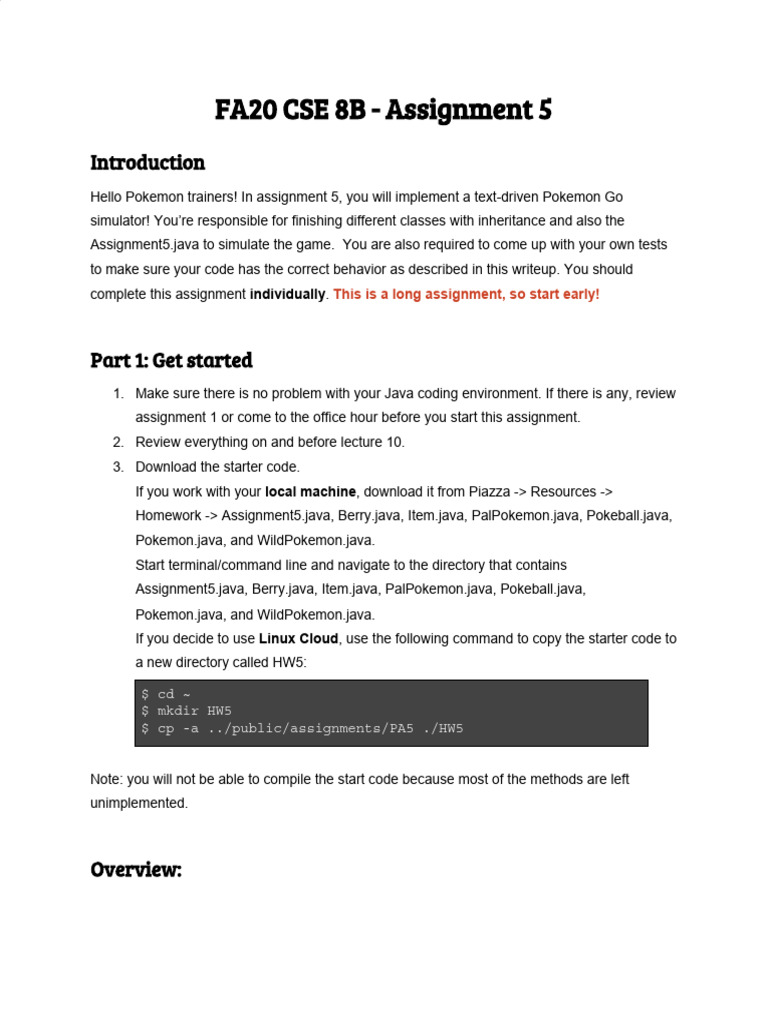 FA20 CSE 8B - Assignment 5 | PDF | Inheritance (Object Oriented ...