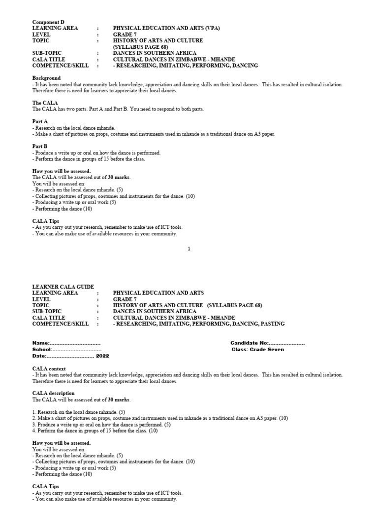 Grade 7 VPA CALA Component D | PDF | Learning | Educational Technology