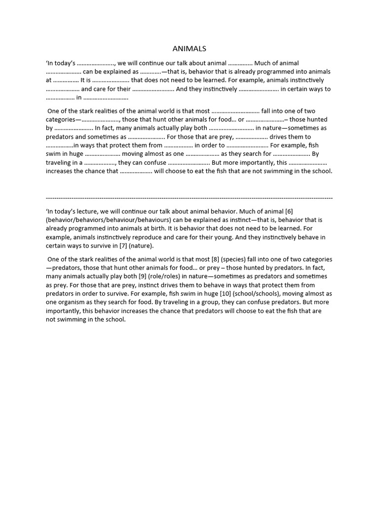 SM1 - Listening - Animals) U6l3p68 | PDF