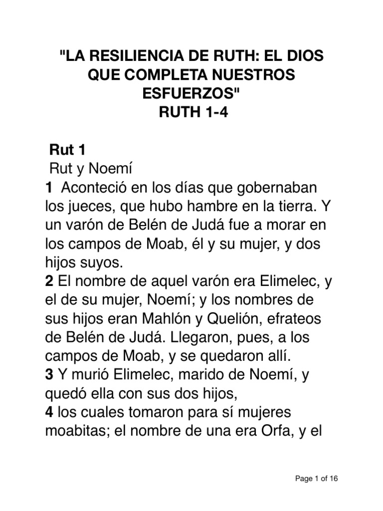 La Resiliencia de Ruth El Dios | PDF | Rut (figura bíblica) | Resiliencia psicológica