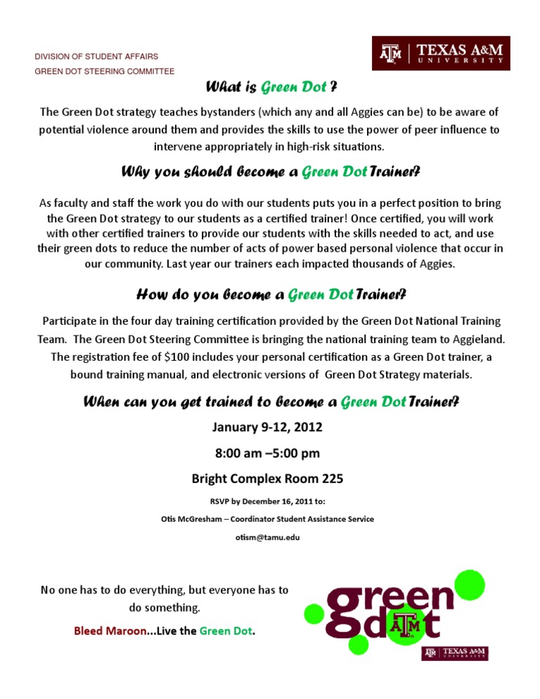 Green Dot Training | PDF | Behavior Modification | Learning