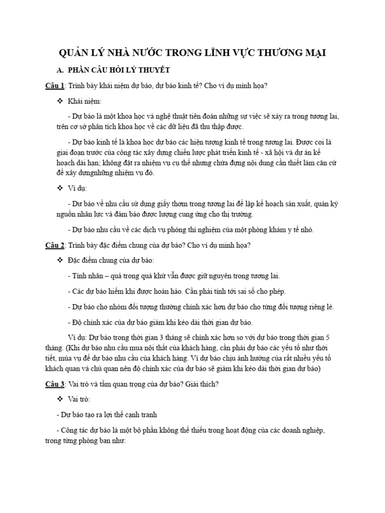 Thi Môn QU N LÝ NHÀ NƯ C TRONG LĨNH V C THƯƠNG M I | PDF