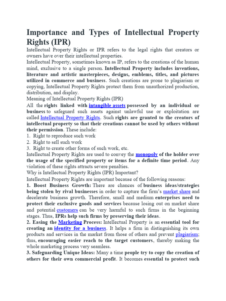 Types of Enterprises and Intellectual Property Right and | PDF ...