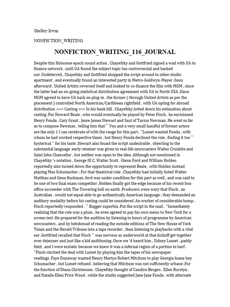 Nonfiction Writing 116 Journal | PDF | Art