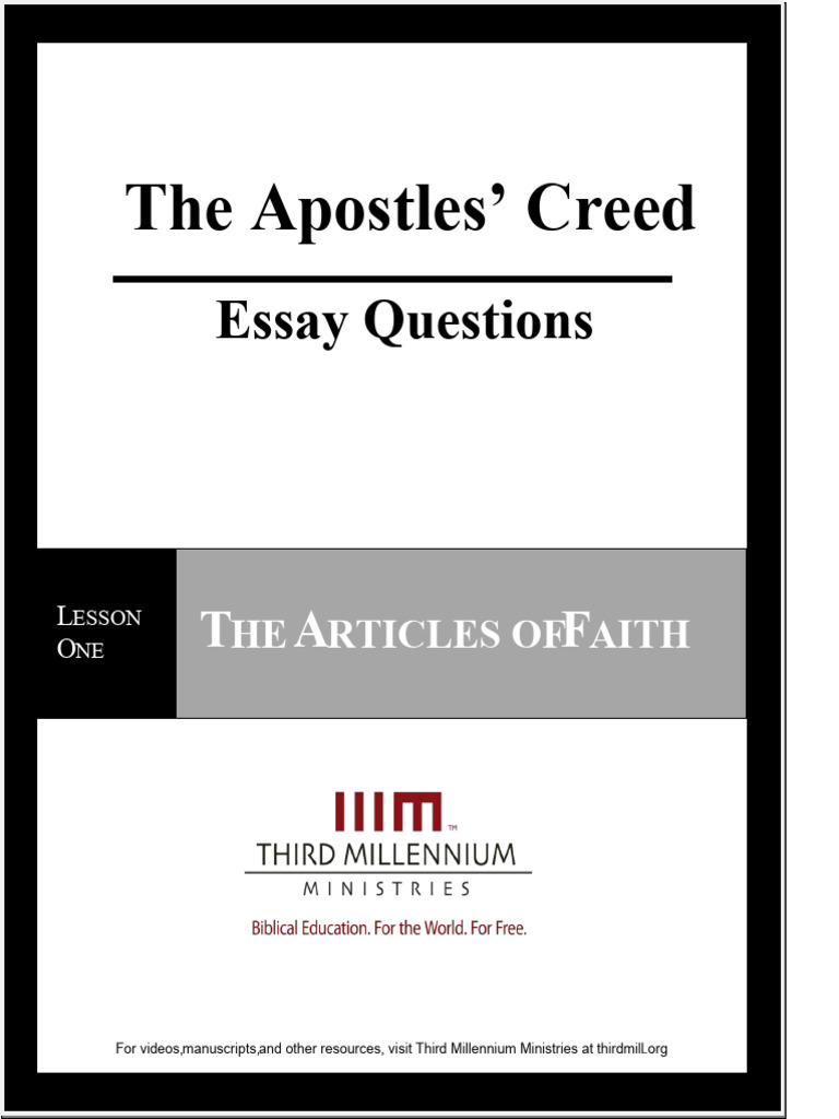 Apostles' Creed Essay Questions Guide | PDF | Eternal Life ...