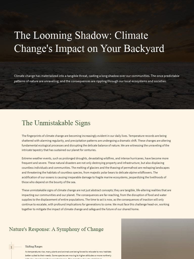 The Looming Shadow Climate Changes Impact On Your Backyard | PDF ...