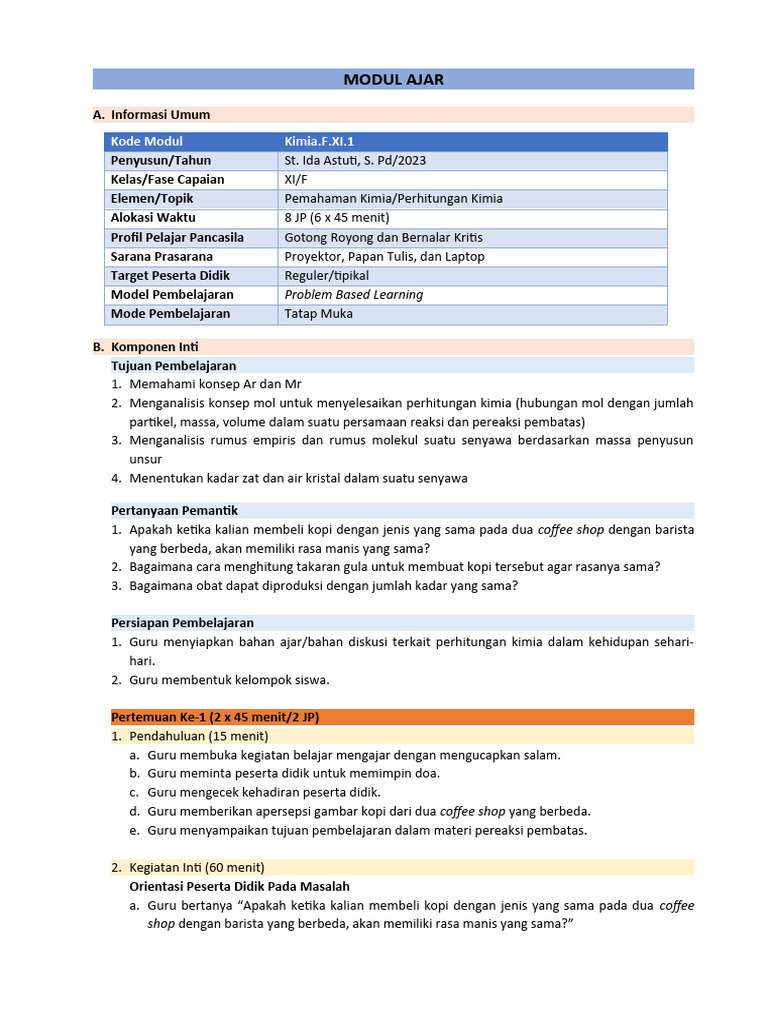 MODUL AJAR KELAS XI FASE F Edit 20242025 | PDF | Karier & Perkembangan