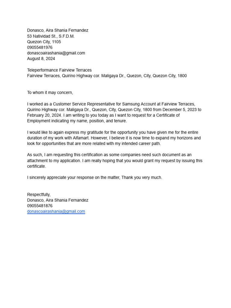 COE Request TP | PDF | Career & Growth | Business