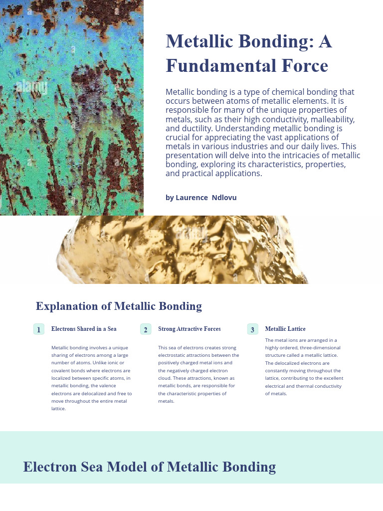 Metallic Bonding A Fundamental Force | PDF | Chemical Bond | Metals