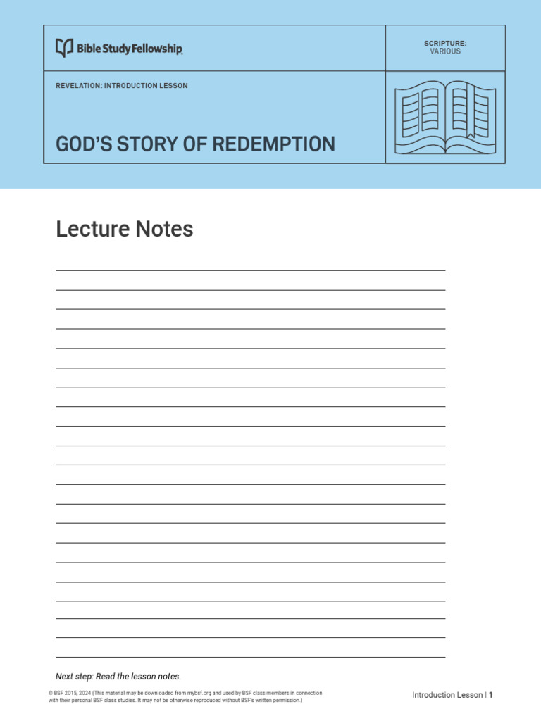 God's Redemption Story: Intro Lesson | PDF | Jesus | Adam And Eve