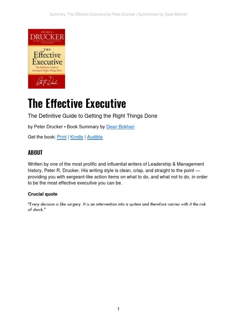 Drucker - The Effective Executive | PDF | Personal Development | Decision Making