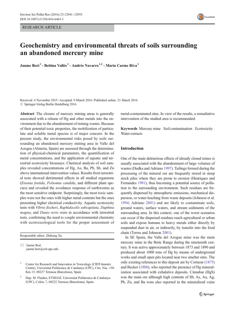 Bori Et Al 2016 Conductivity Mercury Mine | PDF | Mercury (Element) | Soil