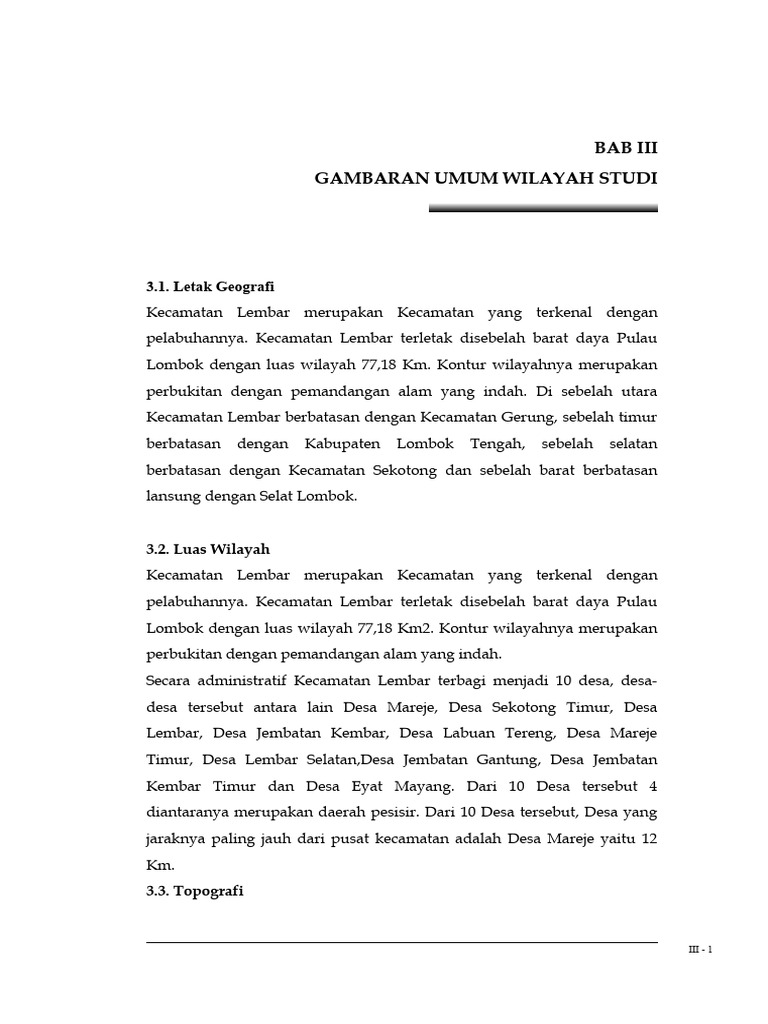 Bab 3 Gambaran Umum Wilayah | PDF