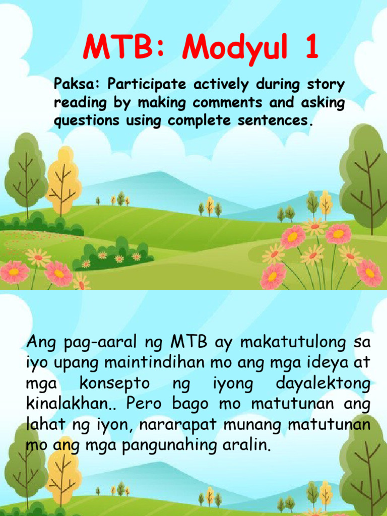 Q1 - MTB - MOD 1 - Participate Actively During Story Reading | PDF