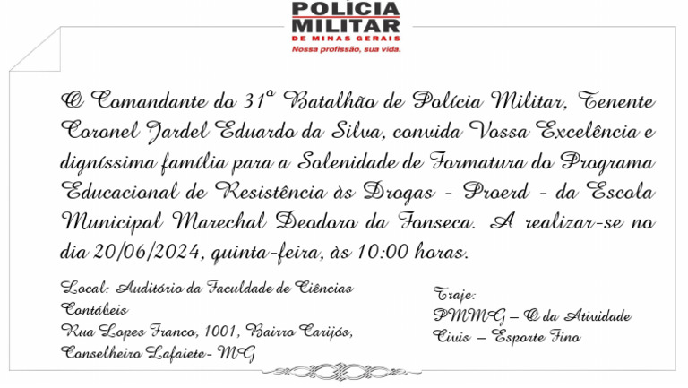 Solenidade de Formatura Proerd | PDF