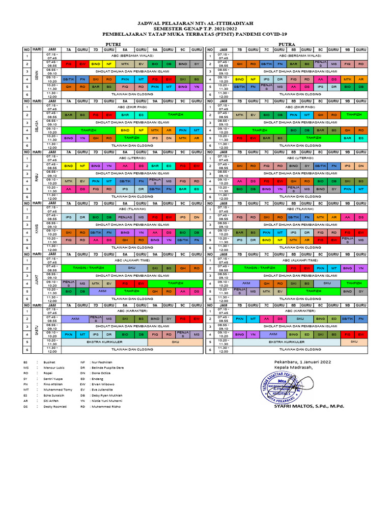 Jadwal PTMT Genap 21-22 | PDF