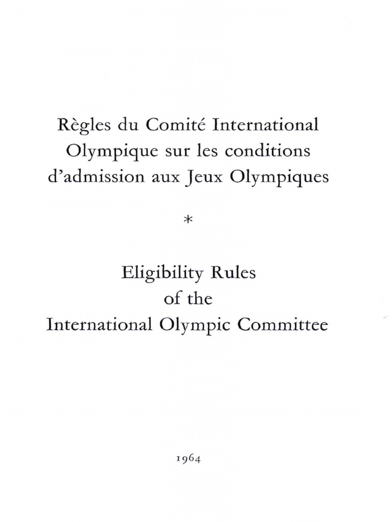 EN 1964 Olympic Charter Eligibility Rules | PDF | Sports | Olympic Games