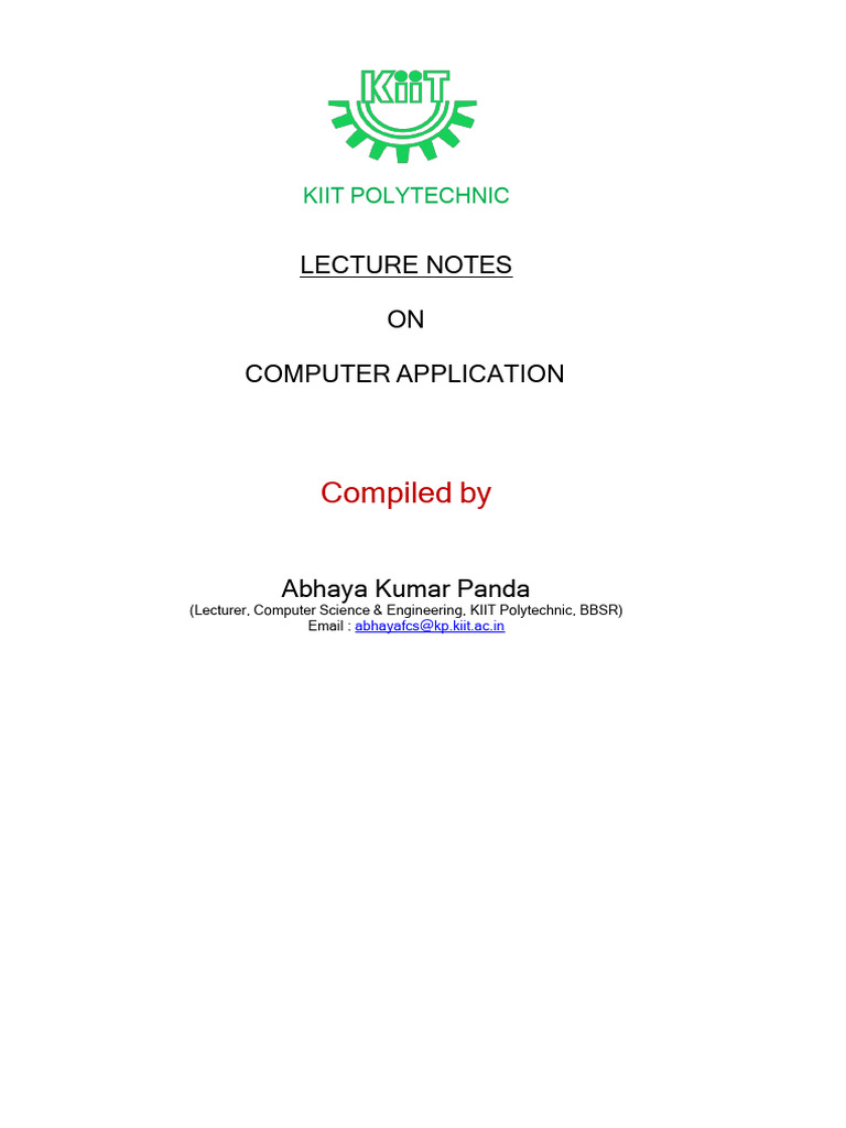 STUDY-MATERIAL MECH 1st Computer-Application A.K.-PANDA | PDF | Random Access Memory | Computer ...