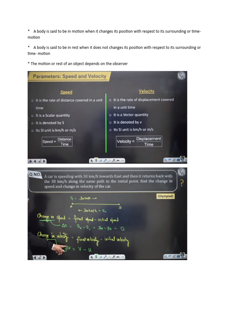 Motion pw notes | PDF