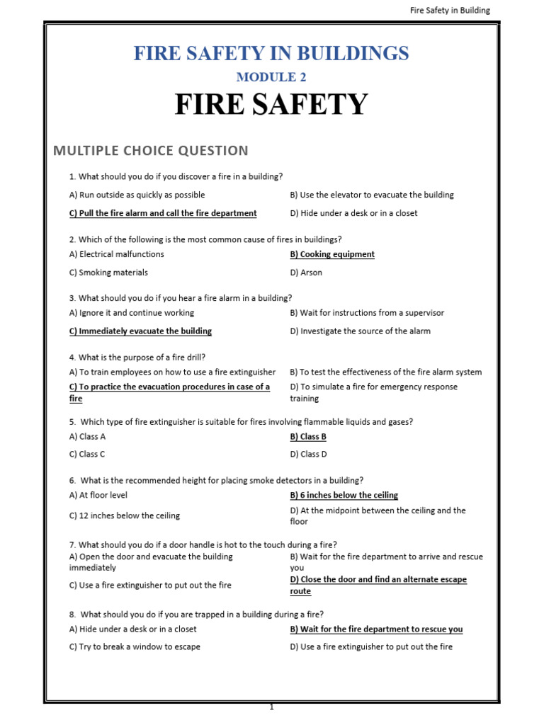 Module 2 MCQ FIRE SAFETY IN BUILDING | PDF | Fire Safety | Fire Sprinkler System